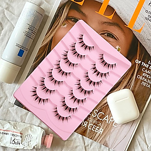 Manga Lashes Natural Look Faux Mink Lashes Soft Wispy Tapered End Reusable 7 Pairs False Eyelashes Pack by ALICE