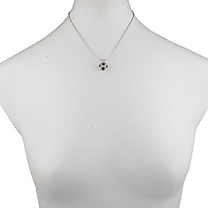 LUX ACCESSORIES Sporty Soccer Ball Two Sided Pave Football Pendant Necklace