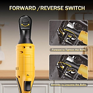 3/8" Cordless Ratchet Wrench Compatible With Dewalt 20V MAX Battery, 74Ft-Lbs Brushless Motor Power Ratchet Wrench with 1/4" Adapter, Power Electric Ratchet drive (Tool Only)