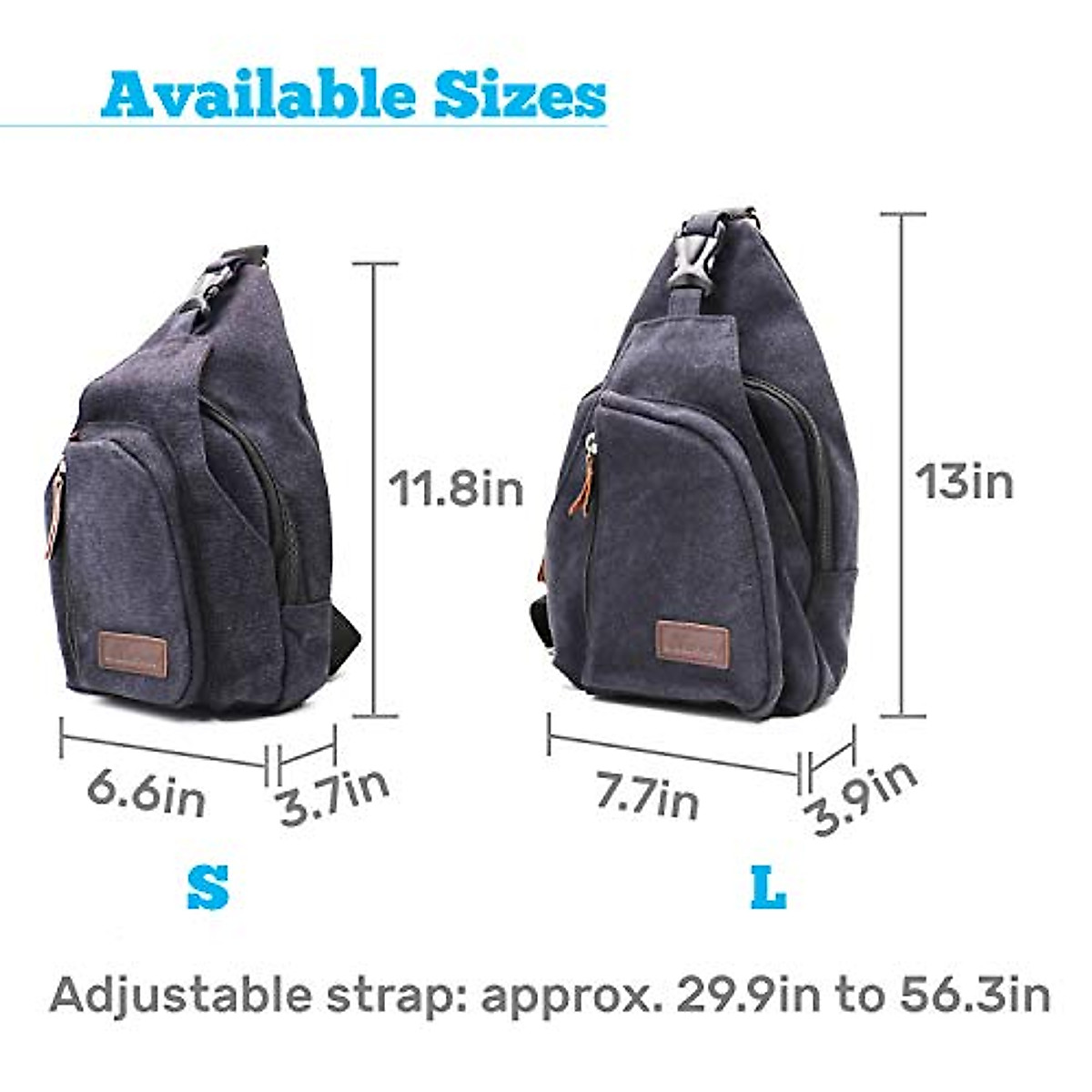 Kalevel Outdoor Travel Crossbody Backpack Casual Shoulder Chest Bag (Black,L)