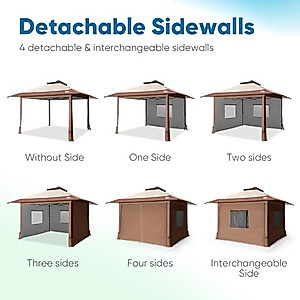 Quictent 13'x13' Pop up Gazebo Canopy Tent with Sidewalls, One Person Setup Easy Outdoor Party Tent Enclosed Waterproof, 169 sqft Shade, Beige/Khaki