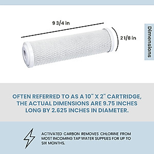 Aquatic Life 10-Inch Pre Carbon Block Replacement Filter Cartridge for RO-DI System Units for Aquarium
