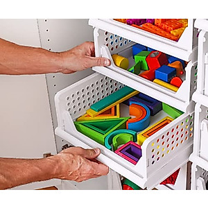 Bee Neat Plastic Stackable Storage Drawers and Closet Storage Bins for Clothes, Food, Snacks, Vegetables and Toys - Plastic Closet Organizer & Drawers for Storage Organizer - 5 Pack Large - White