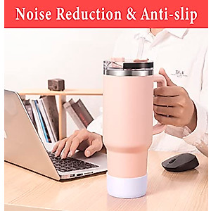 KTKUDY 2Pcs Protective Silicone Boot for Stanley Quencher Tumbler 30 oz 40 oz & IceFlow 20oz 30oz & Hydro Flask Water Bottle 12-24oz - Cup Bottom Sleeve - Stanley Cup Accessories, Mist