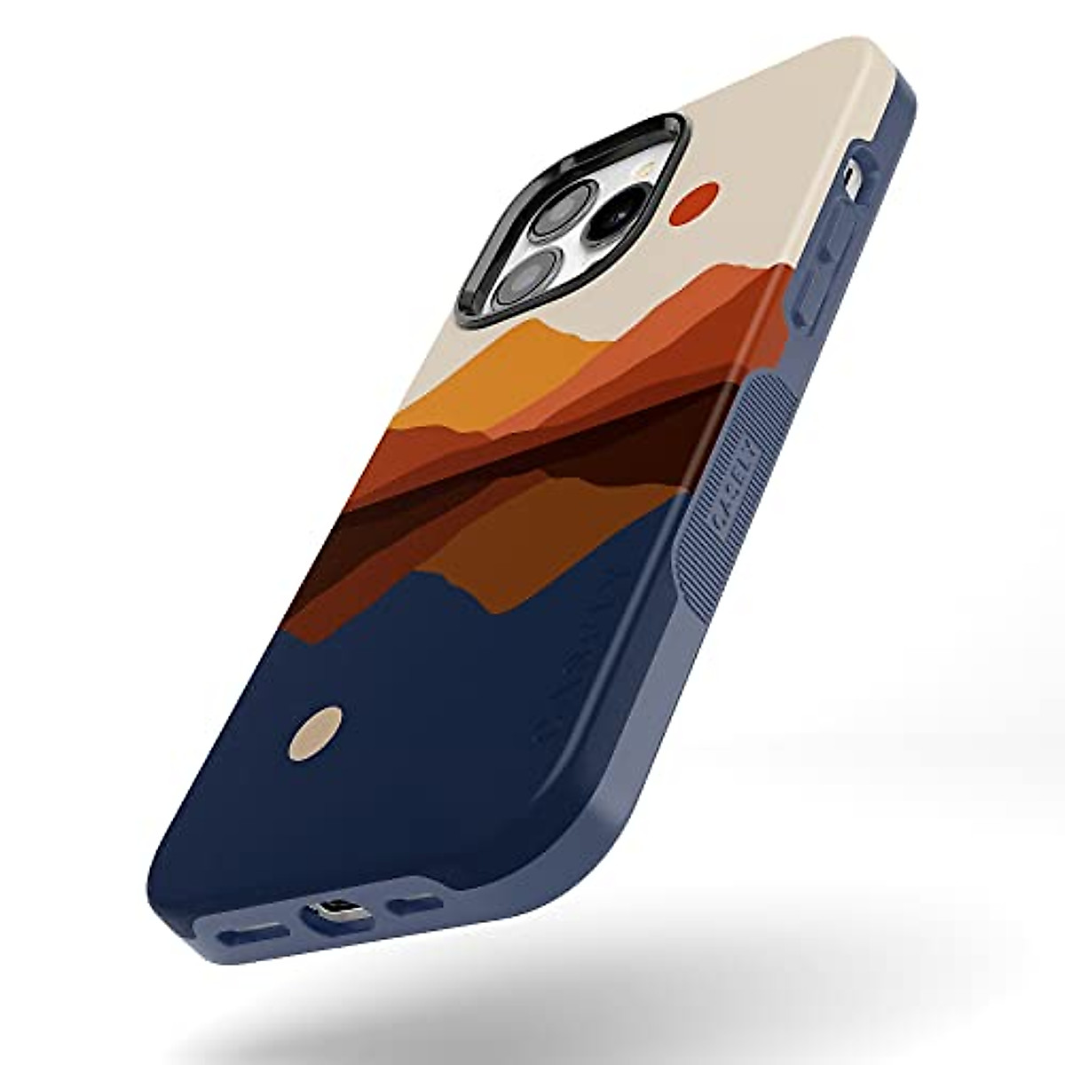 Casely Case Compatible with iPhone 14 Pro Case - Opposites Attract - Day & Night Colorblock Mountain | Compatible with MagSafe