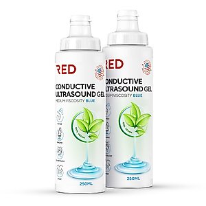 Conductive Ultrasound Gel for Imaging, Cavitation, TENS Units and Baby Dopplers, 2 x 8.45 fl oz - Non-Greasy, Unscented, Hypoallergenic - Medical Grade Therapy - 2 Bottles, 8.45 fl oz / 250mL