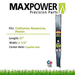 MaxPower 331740B Blade for 22 in. Cut Craftsman, Husqvarna, Poulan Mowers, Replaces OEM no. 420463, 421825, 437601, 532437601, Black