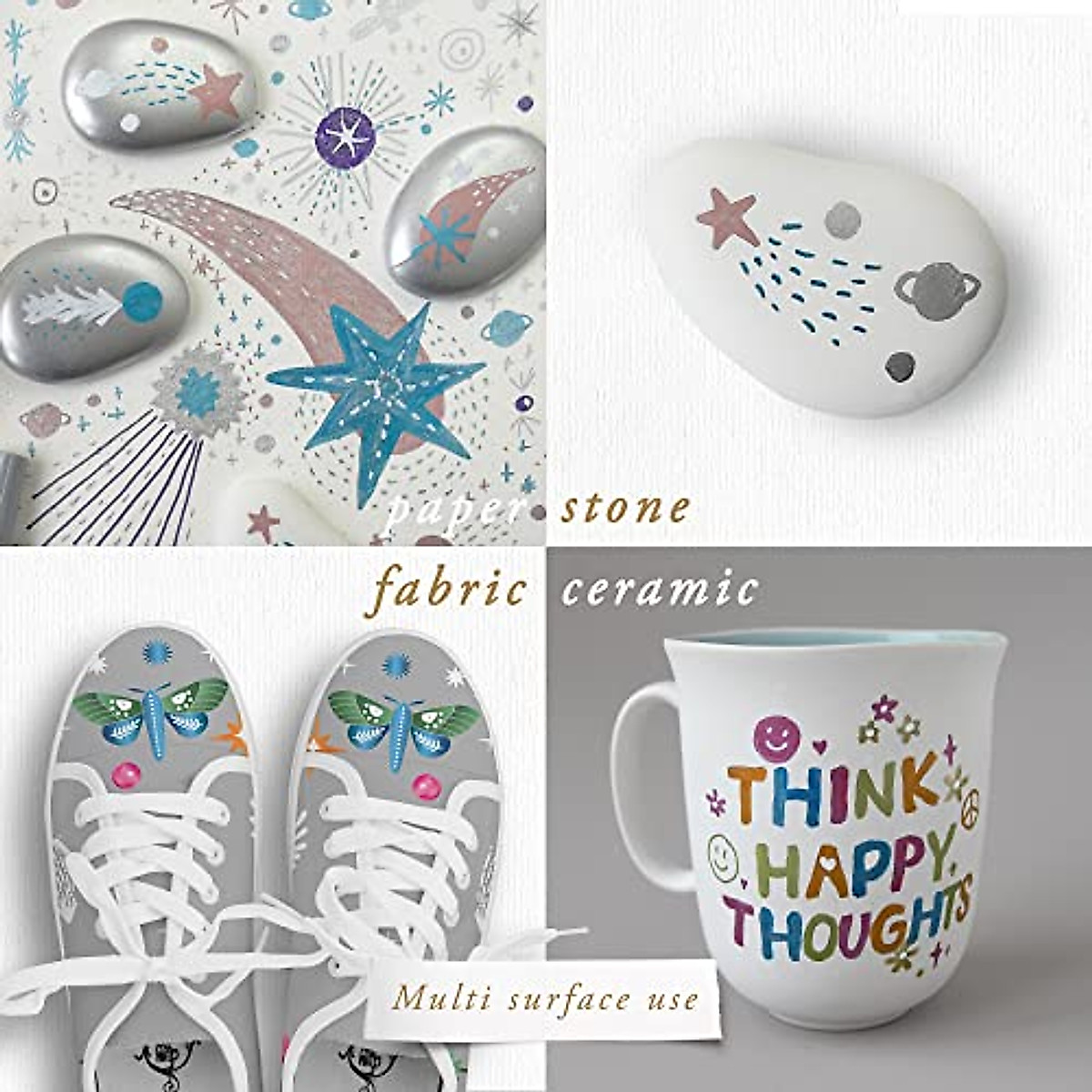 Primrosia 30 Metallic Markers - Acrylic Paint Pens – Extra Fine Tip Metallic Markers Set. Art supplies for DIY Craft, Drawing, Ceramics, Coloring, Rock Painting, Calligraphy and Lettering