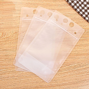 Herdro 100 Pack Clear Drink Pouches Bags with Straws - Reclosable Zipper Stand-up Plastic Pouches Bags Drinking Bags - 9.1" x 5.2"/17 Oz