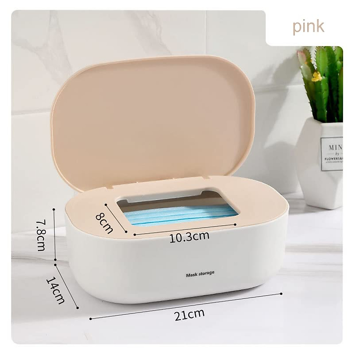 AnyCar Wipes Holder, Household Large Capacity Sealing Tissue Storage Holder, Wall Mount Wipes Mask Storage Box, Desktop Wall Storage Box with Lid (Pink)