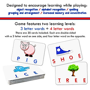 Little Treasures Matching Letter Game, Teaches Word Recognition, Spelling, and Increases Memory, 3 Years and Up