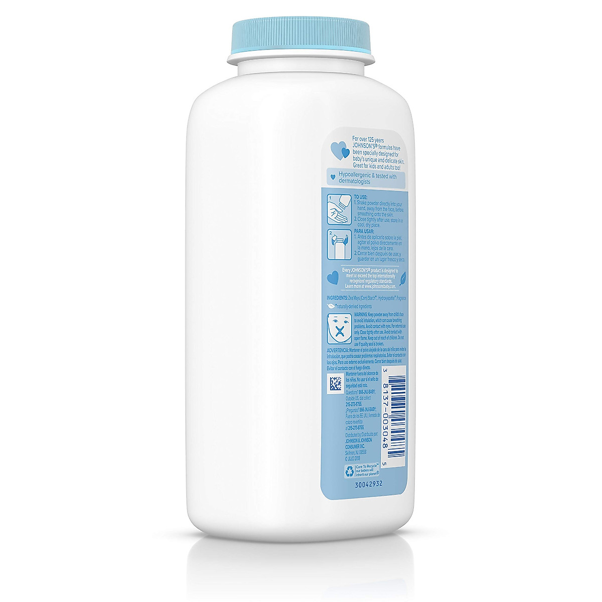 Johnson's Baby Powder with Naturally Derived Cornstarch Aloe & Vitamin E, Hypoallergenic, 9 oz