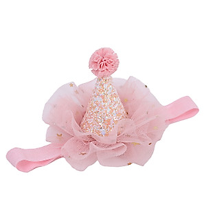 LINLULU Mini Birthday Hat Headband - First Birthday Hat, 1st to 3rd Birthday Hat Headband, Newborn Headbands for Girls, Pet Birthday Hat