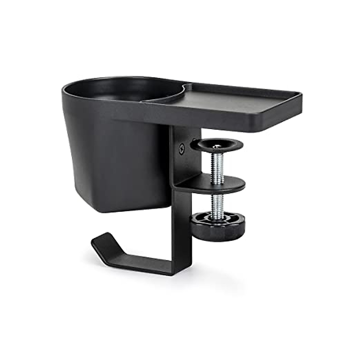 MAX SMART Clamp on Pen Cup Holder for Desk w Backpack Headphone Metal Hook, Desk Organizer Caddy Organize Pencils, Markers, Paper Clips for Drawing Table, Gaming Desk, Drafting Desk and Standing Desk