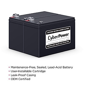 CyberPower RB1290X2 UPS Replacement Battery Cartridge, Maintenance-Free, User Installable, 12V/9Ah