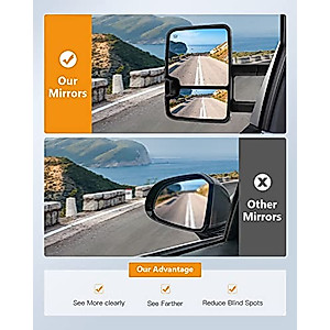 ITOPUP Towing Mirrors Fit for 1999-2002 for Chevy Silverado for GMC Sierra 1500/2500 Tow Mirrors with Power Control Heated LED Turn Signal Width Light Black 1 Pair of Mirrors Left Side and Right Side