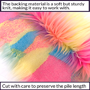 Bianna Pastel Rainbow Patch Faux Fur Fabric, American Seller, Luxury Shag Shaggy Material for Crafting, Sewing, Costumes, Fursuits, Home Decor (30x36 inches)
