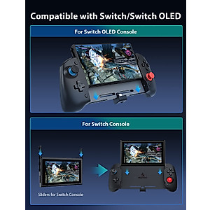 NexiGo Gripcon, Enhanced Switch/Switch OLED Controller for Handheld Mode, Ergonomic Design with 6-Axis Gyro, Back Button Mapping, Vibration (Black)