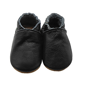 SAYOYO Baby Soft Sole Shoes Genuine Leather First Walker Infant Toddler Moccasins(6-12 Months, Black)