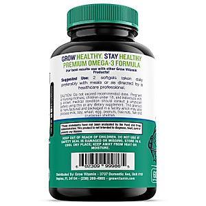 grow vitamin OmegaVita Fish Oil : 800 mg EPA 600 mg DHA Omega 3 Supplement for Heart, Brain & Immune Support, Absorbable Triple Strength Fish Oil Supplement - 2000 mg Per Serving, 30 Day Supply