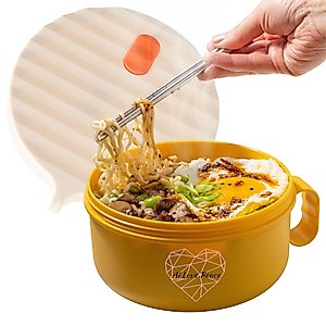 AI LOVE PEACE Microwave Ramen Bowl Microwavable Noodle Cooker with Lid for Dorm Room Essentials Instant Ramen Maker - BPA Free Microwave Safe Soup Bowls - Gifts for College Freshmen,Holiday Gift