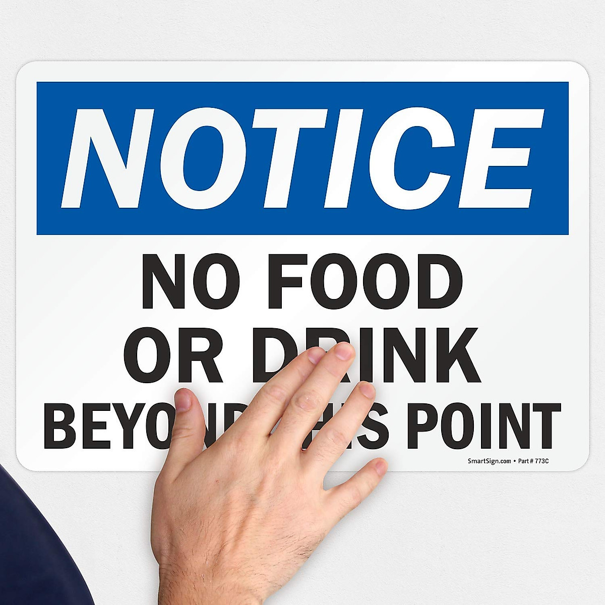 SmartSign-S-1938-EU-14 "Notice - No Food or Drink Beyond this Point" Label | 10" x 14" Laminated Vinyl