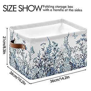 xigua Herbs Wild Flowers Leaves Storage Basket, Durable Canvas Organizer With Handles Large Collapsible Storage Bins Boxes for Home Office - 2pack