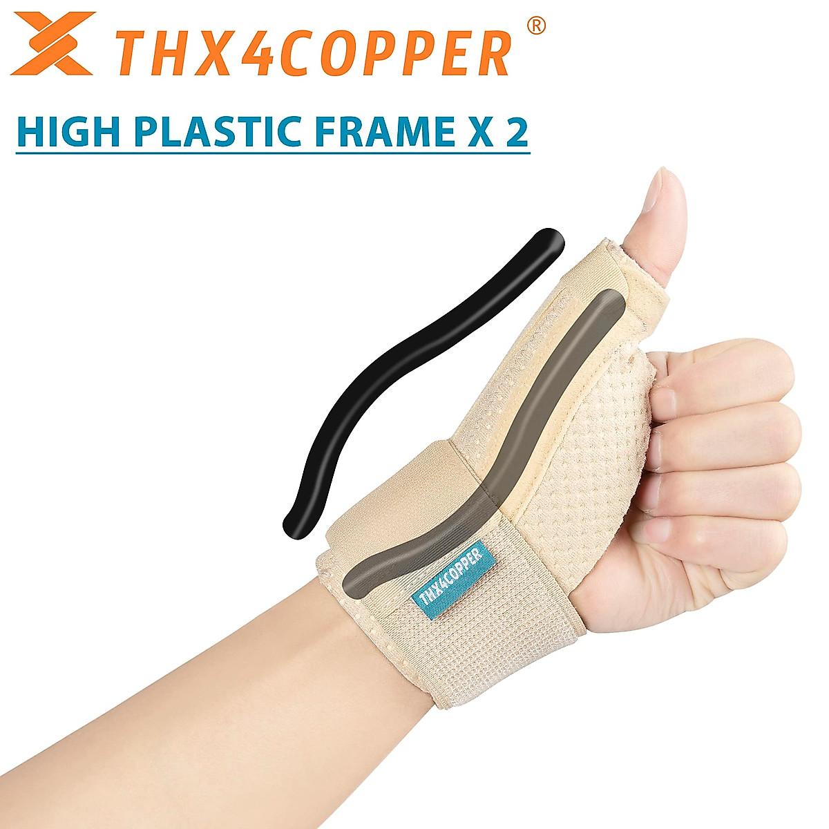 THX4COPPER Thumb & Wrist Stabilizer Splint for Blackberry Thumb,Thumb Pain Relief for Arthritis,Sprained,Tendonitis,Carpal Tunnel,Breathable&Stable,S-M(Beige)