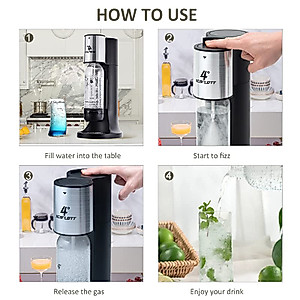 4° Sparkling Water Maker, Carbonated Water Machine and Soda Maker Machine for Home or Office, with 1.0L BPA-free Sparkling Water Bottle, Compatible with Any Screw-in 60L CO2 Carbonator(NOT Included)(Matte Black)