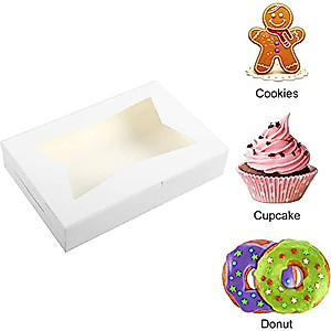 Moretoes 24pcs 12 Inch Cookie Boxes with Window 12x8x2.5Inches Bakery Boxes Pastry Boxes Treat Boxes for Desserts, Chocolate Strawberries, Pies, Donuts, Muffins, Boxes for Breakable Heart