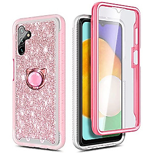 NGB Supremacy Galaxy A13 5G Case, Full Body Protection with [Built-in Screen Protector] Ring Holder/Wrist Strap, Slim Fit Shockproof Bumper Durable Cover for Samsung Galaxy A13 5G (Rose Gold)