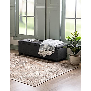 Unique Loom Oxford Collection Area Rug - Bodleian (6' x 9' Rectangle, Beige/Ivory)