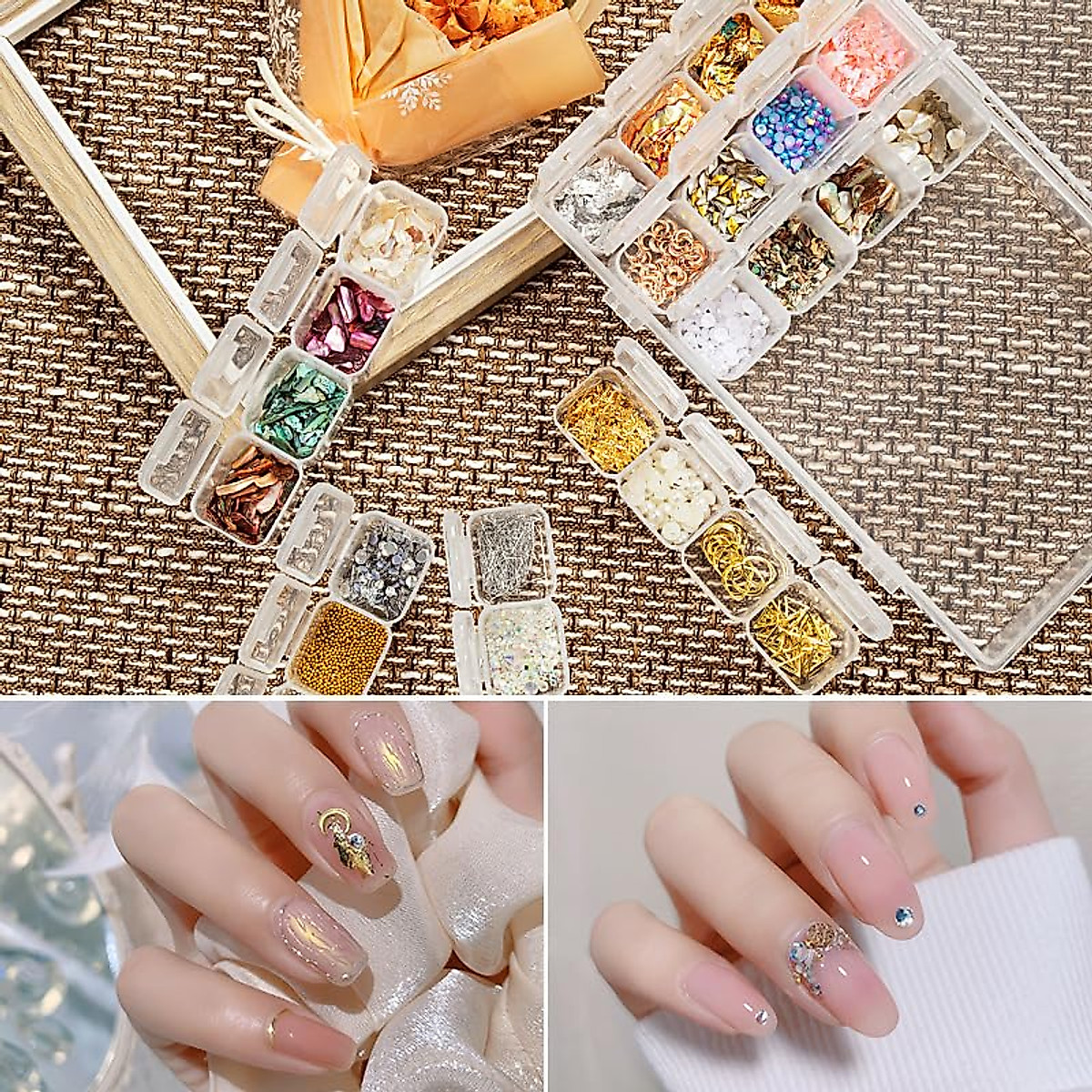 AKOAK 28-Compartment Transparent Plastic Storage Box, Separate Lid, Transparent Compartment, Nail Art Storage Box, Jewelry, Rhinestone, Beads, Screws, Organizer Container