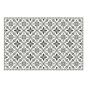 Vinyl Rug | Isabella (042097RF) | Vinyl Floor Mat | Vinyl Floor Covering | Vinyl Carpet | Vintage | Decorative | Waterproof | Eco-Friendly | Non-Slip | 2.5'x6.5' | Grey