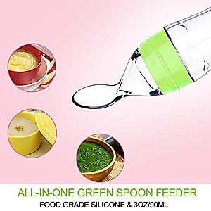 Baby Mate 2 PCS Silicone Baby Food Dispensing Spoon (Blue, 3oz/90ml, Ideal for 4 Months+ Babies) - Squeeze Feeder with Spoon - Spoon Bottle for Baby - Baby Spoon Feeder Bottle Baby Solid Food Feeder