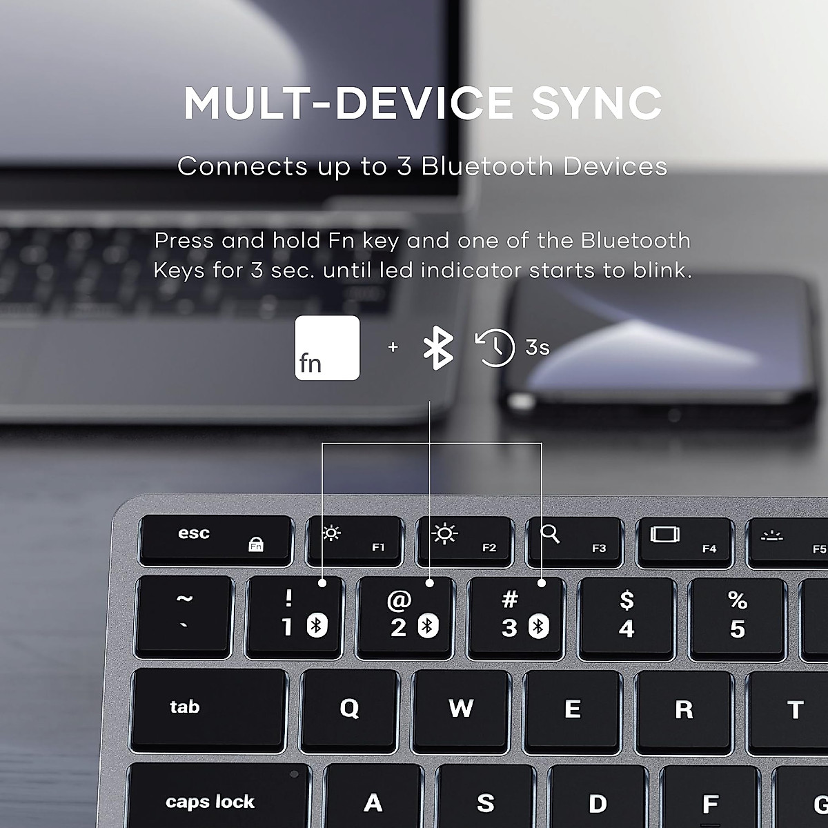 Satechi Slim X1 Bluetooth Backlit Keyboard – Illuminated Keys & Multi-Device Sync – for M2/ M1 MacBook Pro/Air, M2/ M1 iPad Pro/Air, M2 Mac Mini, iMac M1 - Space Gray