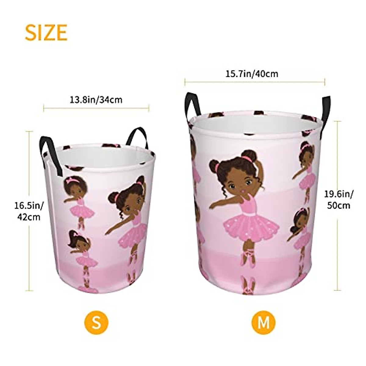 Gbuzozie Cute African Black Girl Round Laundry Hamper Storage Basket Toys Clothes Organizer Bin For Home Bathroom Bedroom Dorm Nursery, 38l