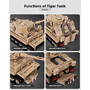 BOOLAKOS Tiger I Heavy Tank Building Blocks Sets, Military WW2 German Tank Destroyer Building Toy, Collectible Army 2-in-1 Model for Adults (597PCS)
