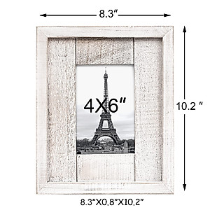 Adeco Handcrafted Rustic Wooden Picture Frames with Real Glass to Display 5 x 7 Inch Photo for Wall Hanging and Tabletop, Distressed White