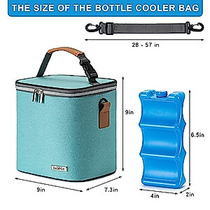 BABEYER Breastmilk Cooler Bag with Ice Pack Fits 6 Baby Bottles Up to 9 Ounce, Baby Bottle Bag with Shoulder Strap for Nursing Mom Daycare, Aqua