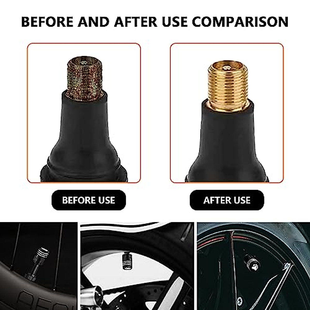 Kewucn 5 PCS Tire Valve Stem Cap, Aluminum Alloy Valve Stem Cover with Rubber Ring Plastic Liner, Corrosion Resistant Leak-Proof Wheel Valve Covers for Car Truck Motorcycle Bike