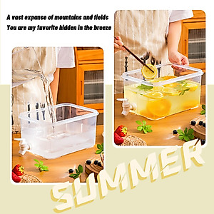 Cold Kettle With Faucet Beverage Dispenser, 3 / 5L Large Capacity Plastic Beverage Dispenser, With Faucet Ice Lemonade Juice Container With Lid, Fruit Teapot Lemonade Bucket Drink