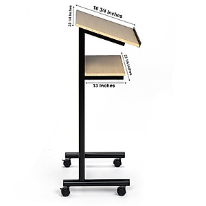 Audio-Visual Direct Wheeled Lectern - Standing Desk with Storage Shelf - Beech/Black - Ideal for Presentations and Laptop Use