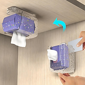 Kitchen Wipes Storage Box, Self-Adhesive Tissue Holder, Flushable Wipes Holder for Bathroom, No Punching Self-Adhesive Wall-Mounted Toilet Paper Holder, for Kitchen, Bathroom (A2pcs)