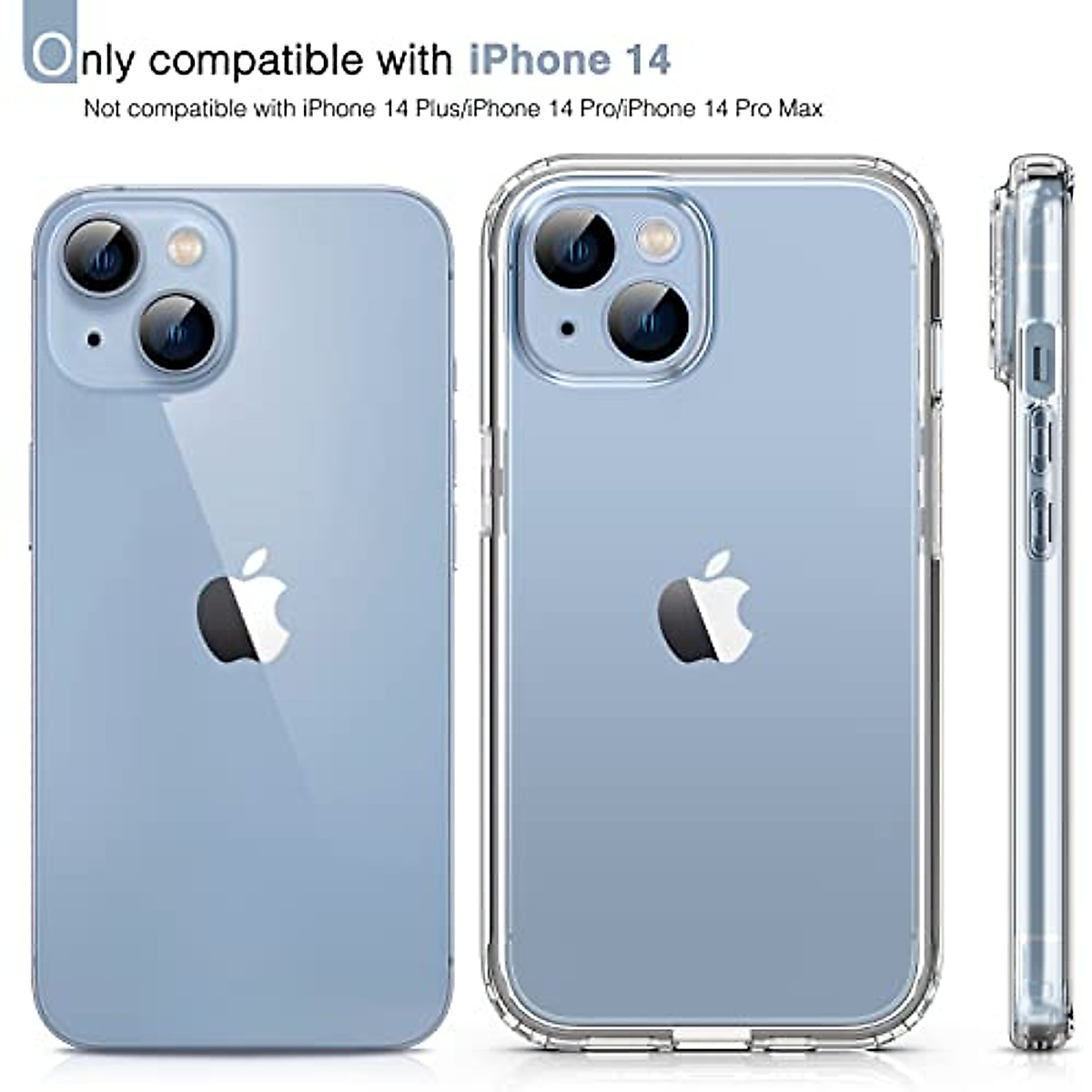 Switdo Compatible with iPhone 14 Case Clear with Built-in Screen Protector&Camera Lens Protector,Transparent Shockproof Cover Full Body Protective Phone Case for iPhone 14 6.1 inch,Clear