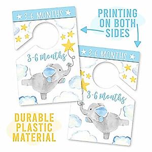 6 Baby Closet Size Dividers Boy - Elephant Baby Closet Dividers by Month, Baby Closet Organizer for Nursery Organization, Baby Essentials for Newborn Essentials Baby Boy, Nursery Closet Dividers Boy