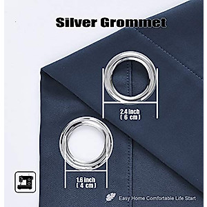 WPM Triple Weave Blackout Curtain Room Darkening 2 Panels/Drapes for Living Room, Navy Blue Thermal Insulated Grommet Bedroom Window Draperies (Navy, 42" W X 63" L)