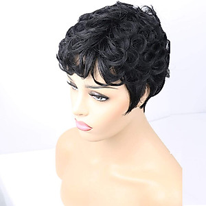 VCK Short Human Hair Wigs for Black Women Short Curly Human Hair Wigs Pixie Cut Wigs for Black Women Short Wigs Human Hair Full Machine Made Glueless Wigs
