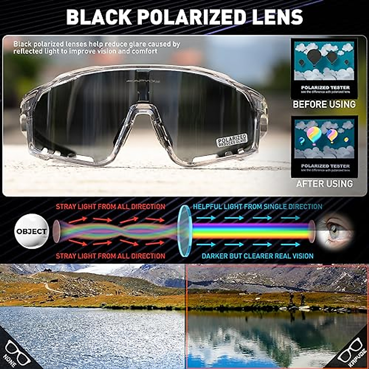 KAPVOE Polarized Cycling Glasses For Men Women MTB Glasses Mountain Bike Glasses TR90 Sport Sunglasses Bicycle Riding Glasses Biking Glasses Road Bike Sunglasses Running Golf Cycle Glasses Silver