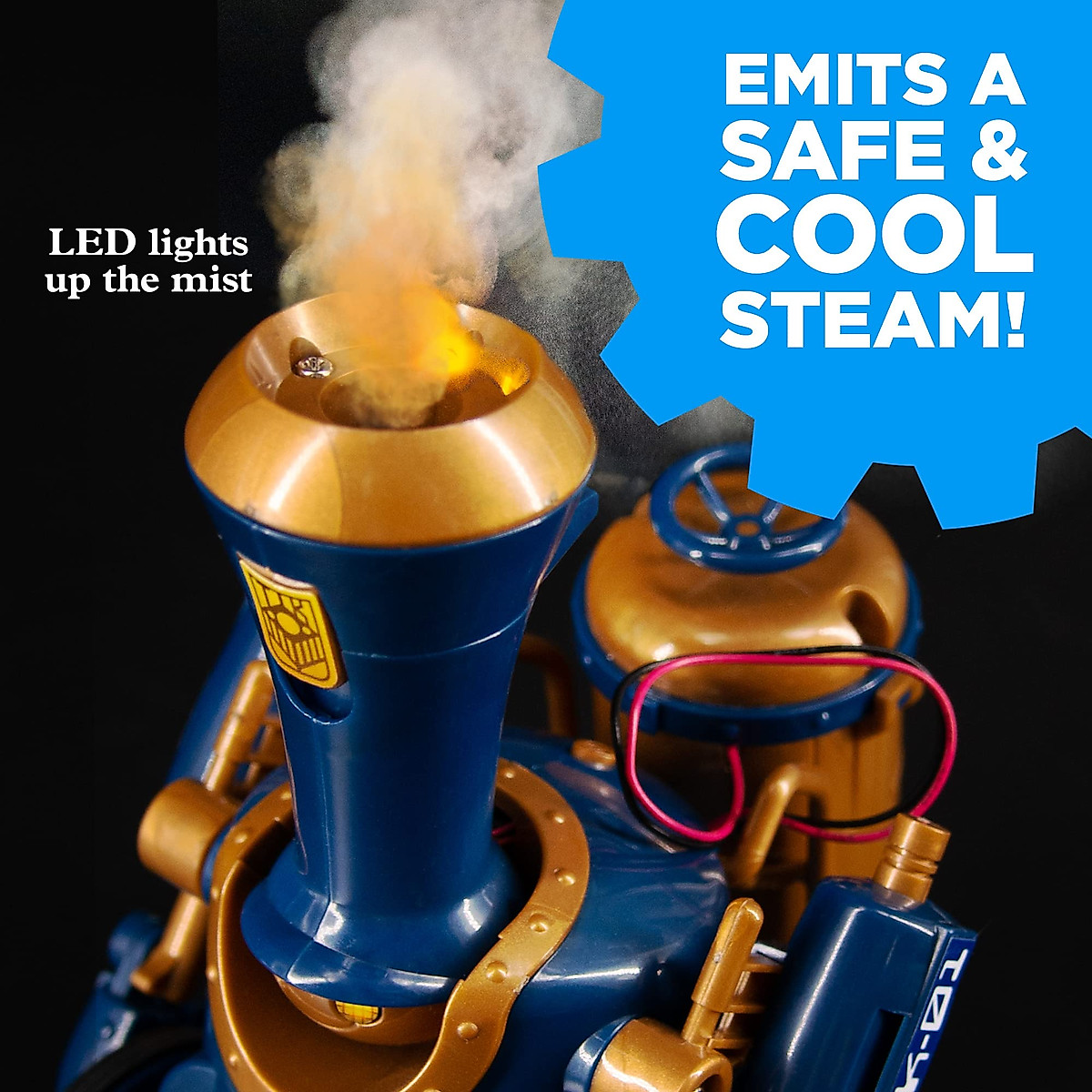 Thames & Kosmos TrainBots: 2-in-1 STEAM Maker Kit | Build 2 Steampunk Robots w/LED Lights | Explore Robots & Engineering | Includes Ultrasonic Atomizer | Ages 8+ with Help; 12+ for Independent Play